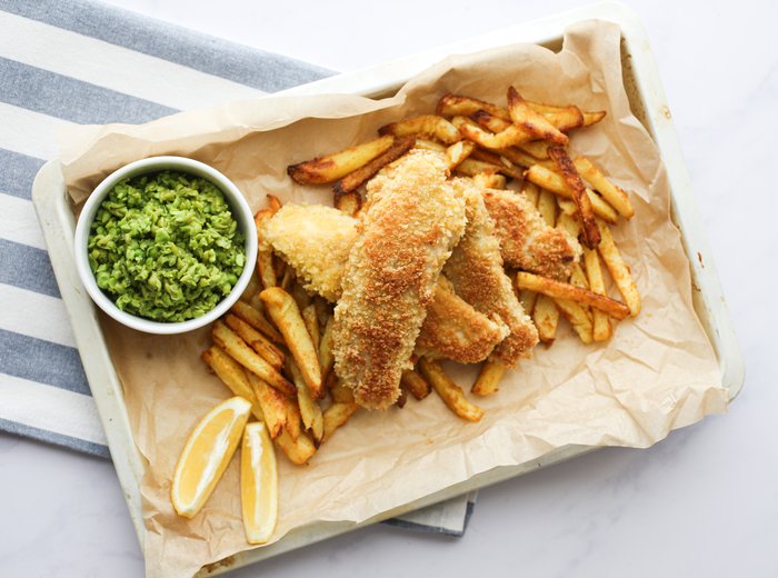 Homemade fish and chips with mushy peas | Kidney Care UK